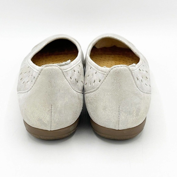 Gabor | Shoes | Gabor Ruffle Ballet Flat Gold Powder Leather Perforated ...